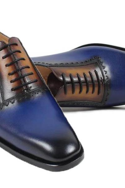 New Hand Craft Designer Multi Colored Wing Tip Brogue Shoes In Genuine ...