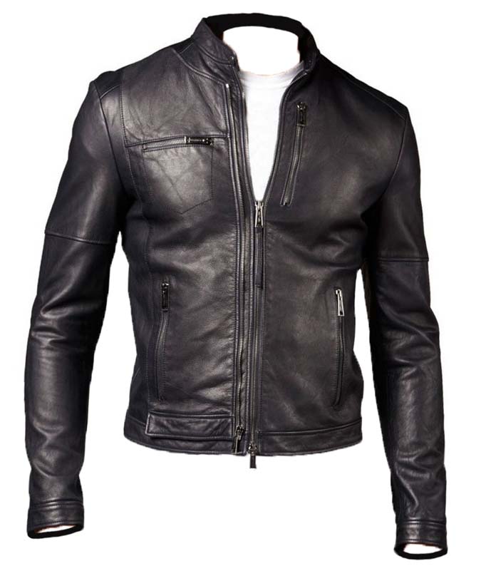 MEN'S SLIM-FIT FASHION LEATHER JACKET ZIPPER POCKET LEATHER JACKETS on ...